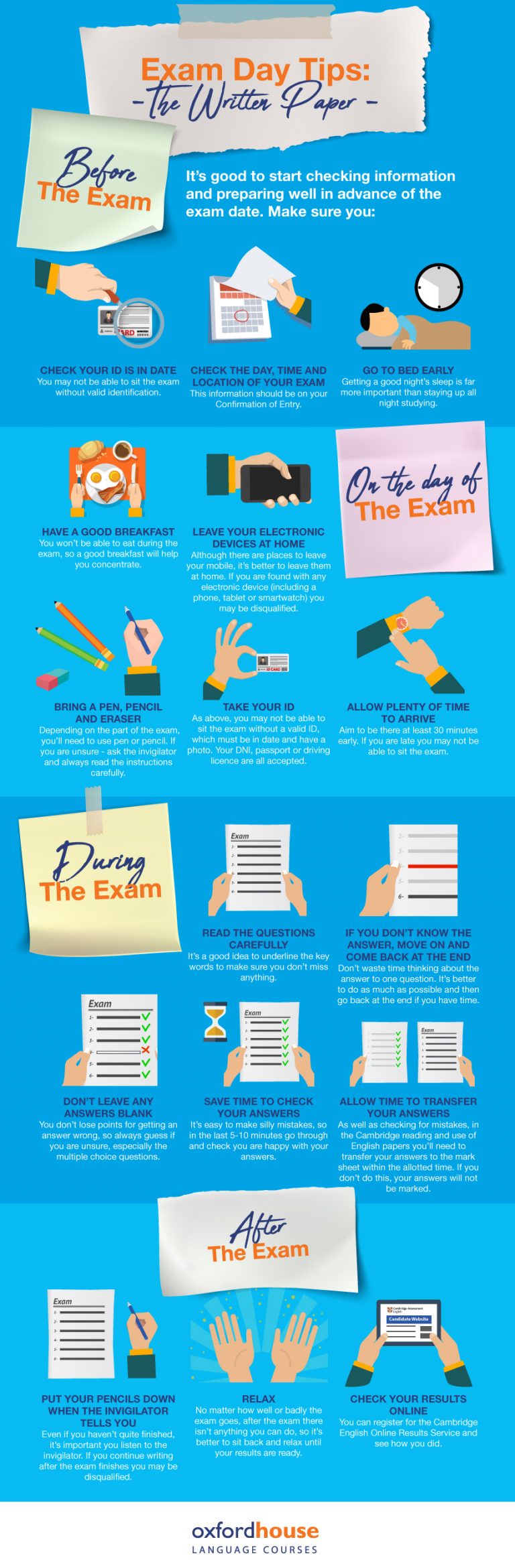 Exam Day Tips: The Written Paper [Infographic] | Oxford House Barcelona